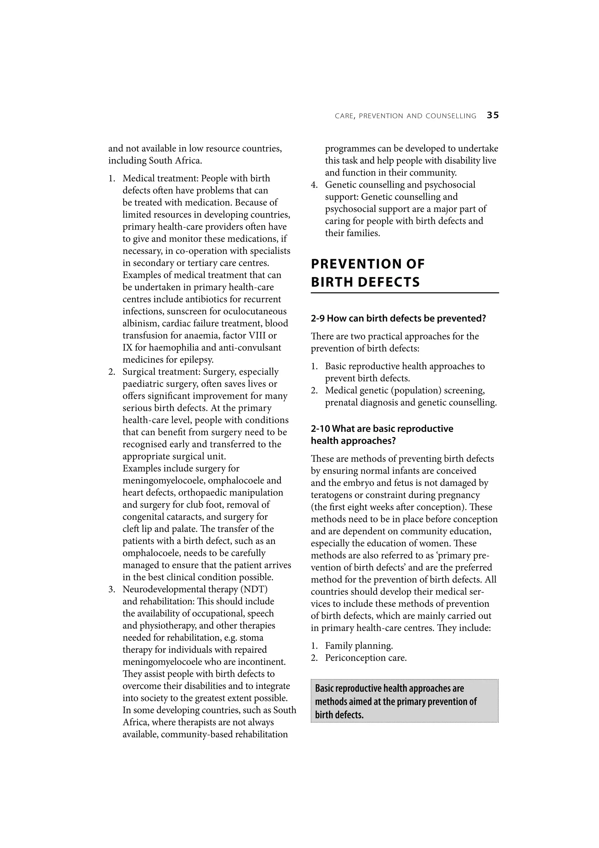 Birth Defects: Care, preventing and counselling | PDF