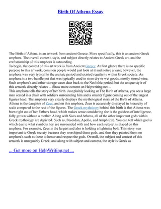 Birth Of Athena Essay | PDF