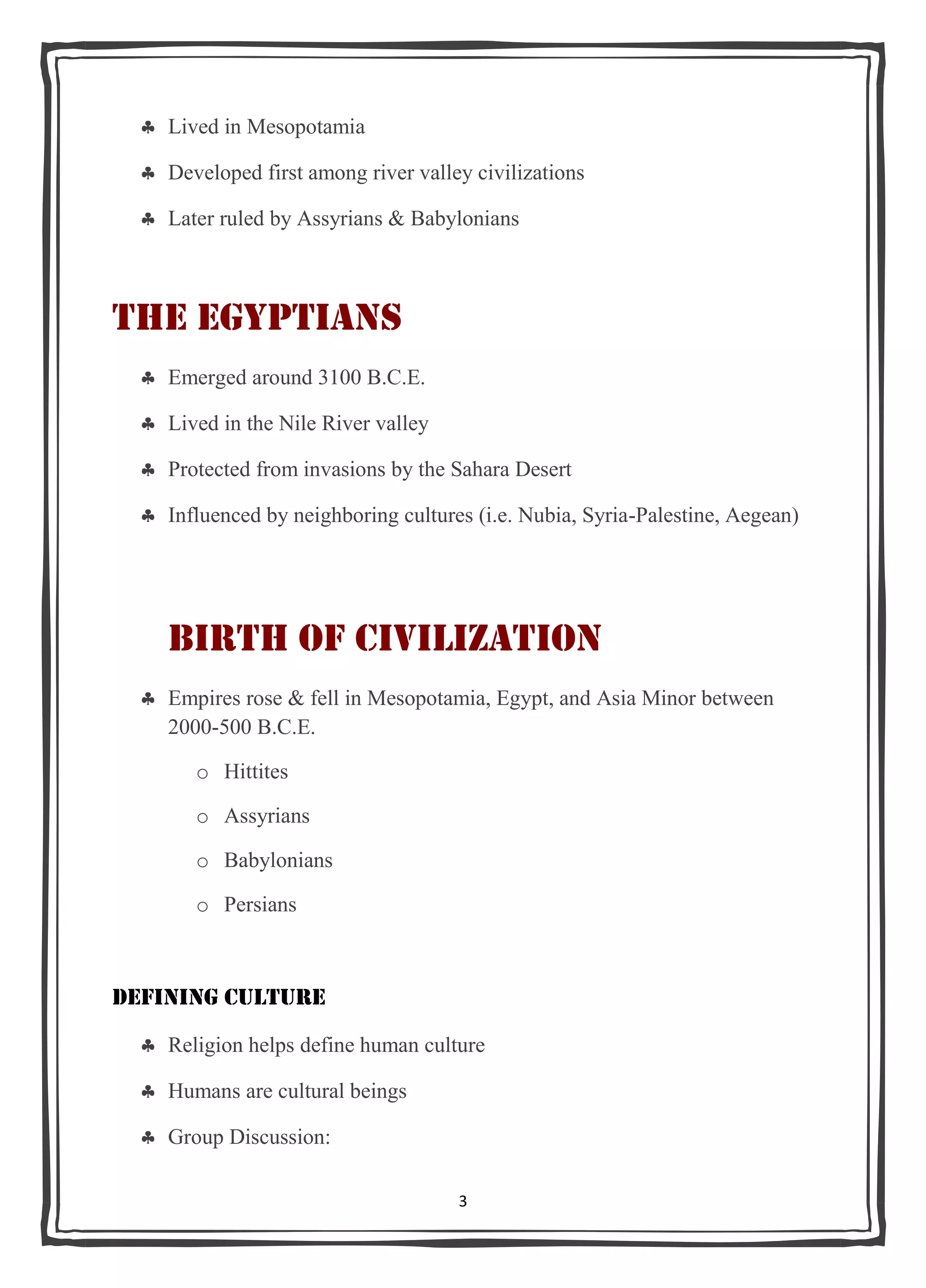 Birth of civilization | DOCX
