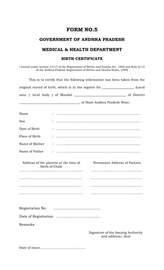 APPLICATION TO GET BIRTH CERTIFICATE | PDF