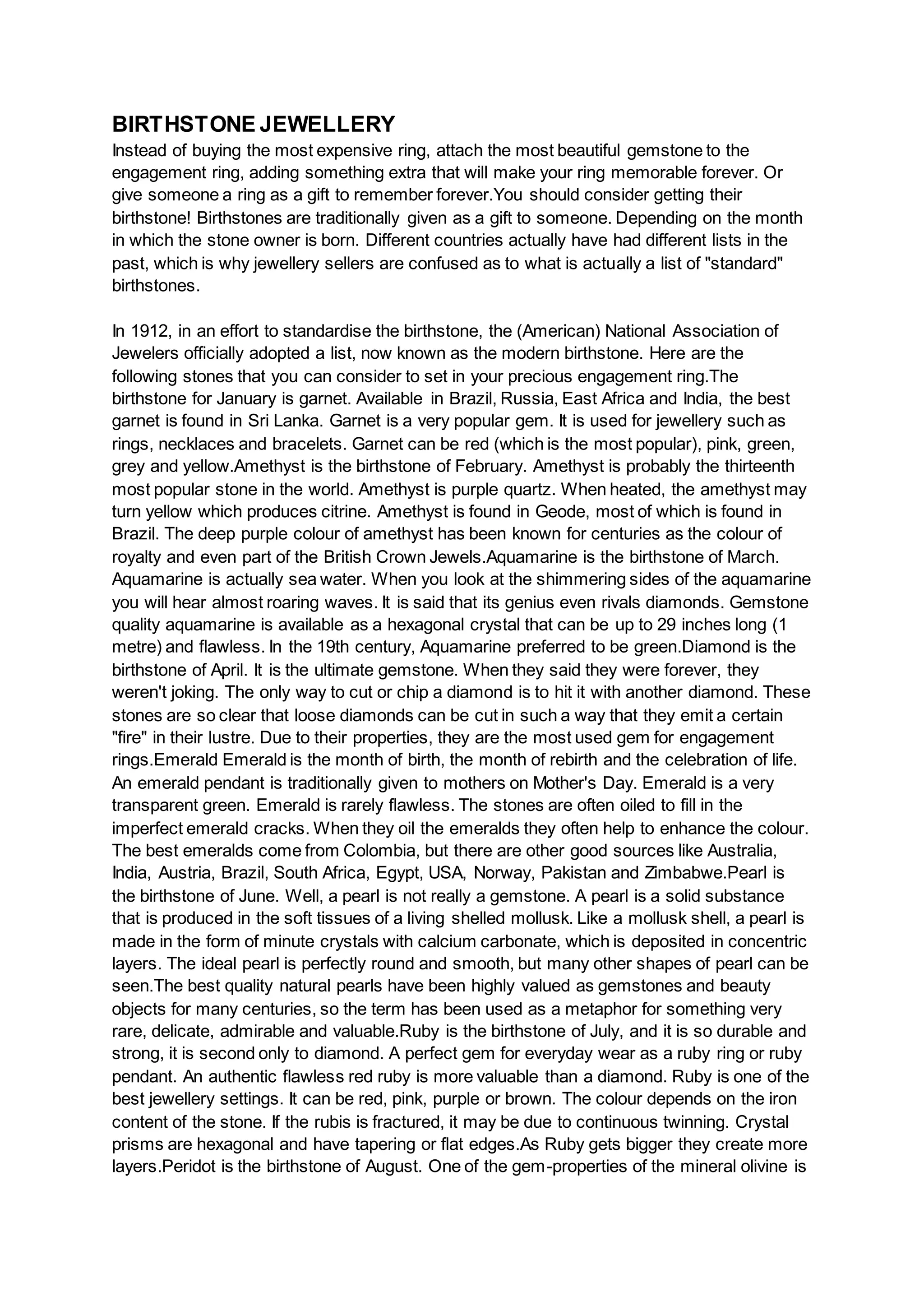 Birthstone Jewellery | DOCX