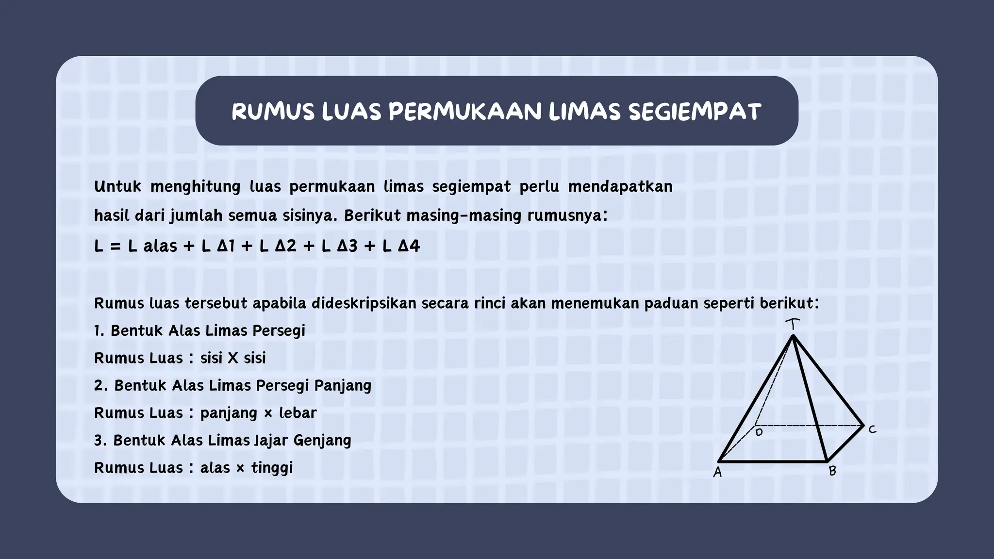 Pembuktian rumus volume dan luas permukaan bangung ruang Tabung, Limas ...