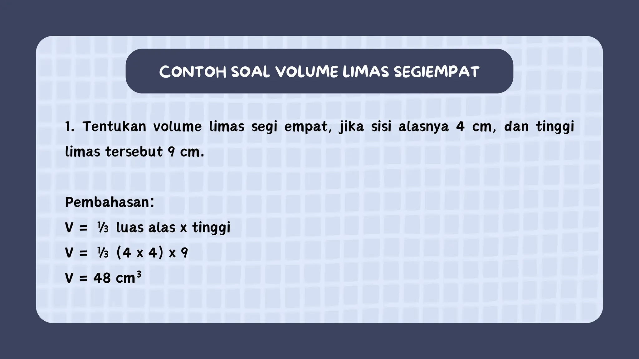 Pembuktian rumus volume dan luas permukaan bangung ruang Tabung, Limas ...