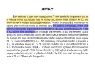BiS (BiSpectral Monitoring ) IN CARDIAC SURGERY | PPTX