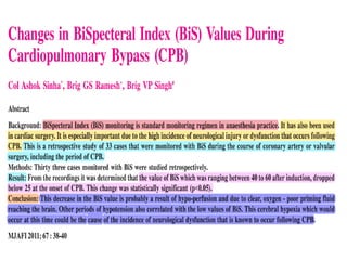 BiS (BiSpectral Monitoring ) IN CARDIAC SURGERY | PPTX