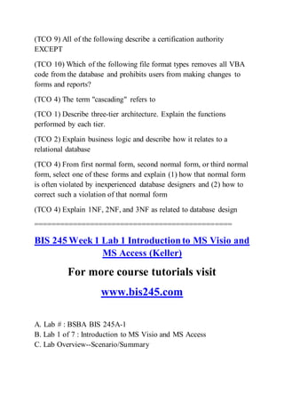 BIS 245 Lessons in Excellence / bis245.com