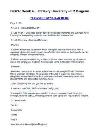 Bis245 week 4 i lab devry university er diagram | DOCX