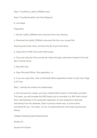 Bis 245 week 5 lab – er diagram and er matrix | DOCX