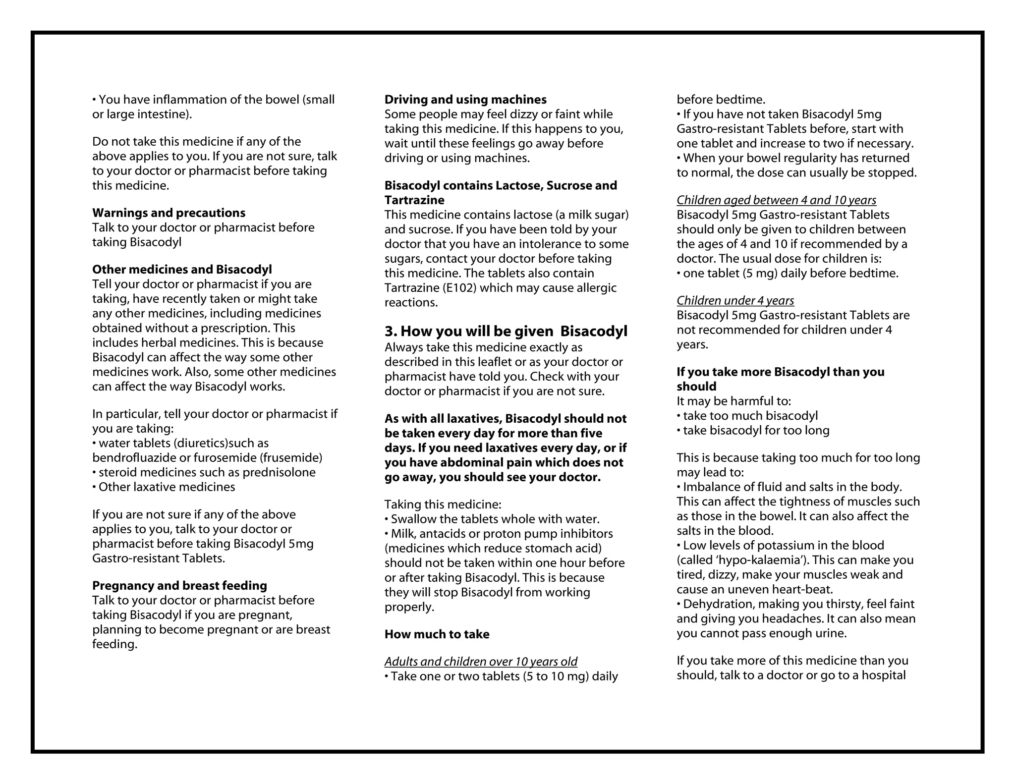 Bisacodyl 5mg gastro resistant tablets pil, taj pharmaceuticals. | PDF