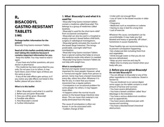 Bisacodyl 5mg gastro resistant tablets pil, taj pharmaceuticals. | PDF