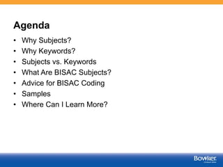 Improving Subject Coding | PPT
