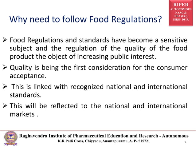 Legislation Regulation of Food Products as per BSI and Agmark. | PPTX ...
