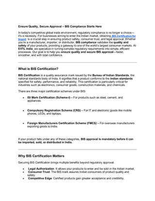 Ensure Quality, Secure Approval – BIS Compliance Starts Here | PDF