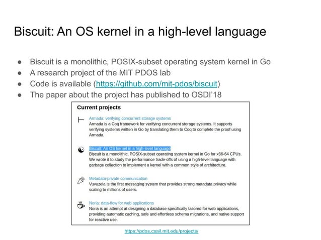 Biscuit: an operating system written in go | PDF | Operating Systems ...