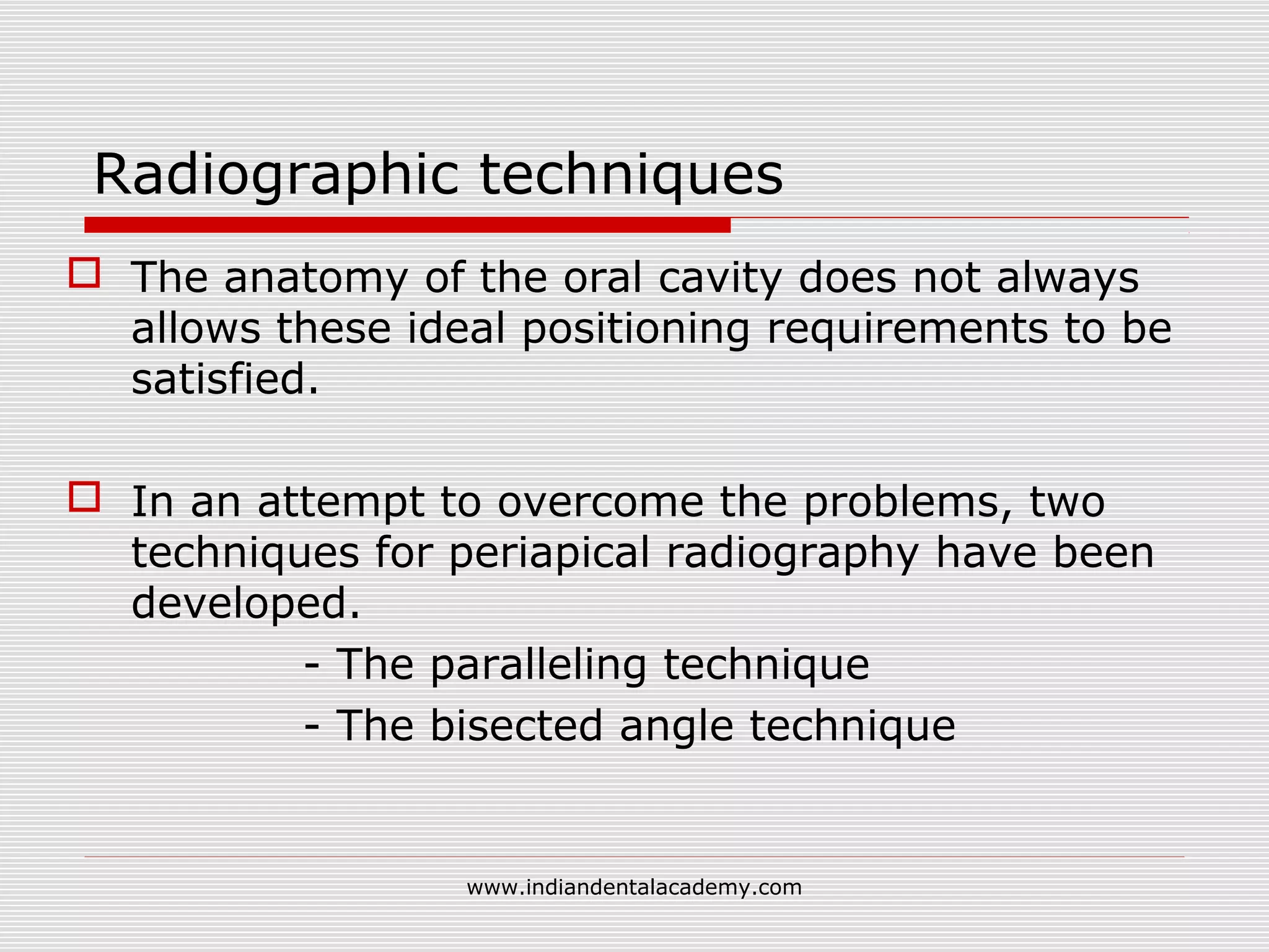 Bisecting angle vs paralleling technique /orthodontic courses by Indian ...