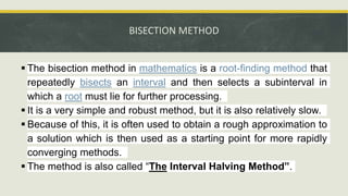 Bisection method | PPTX | Computing | Technology & Computing