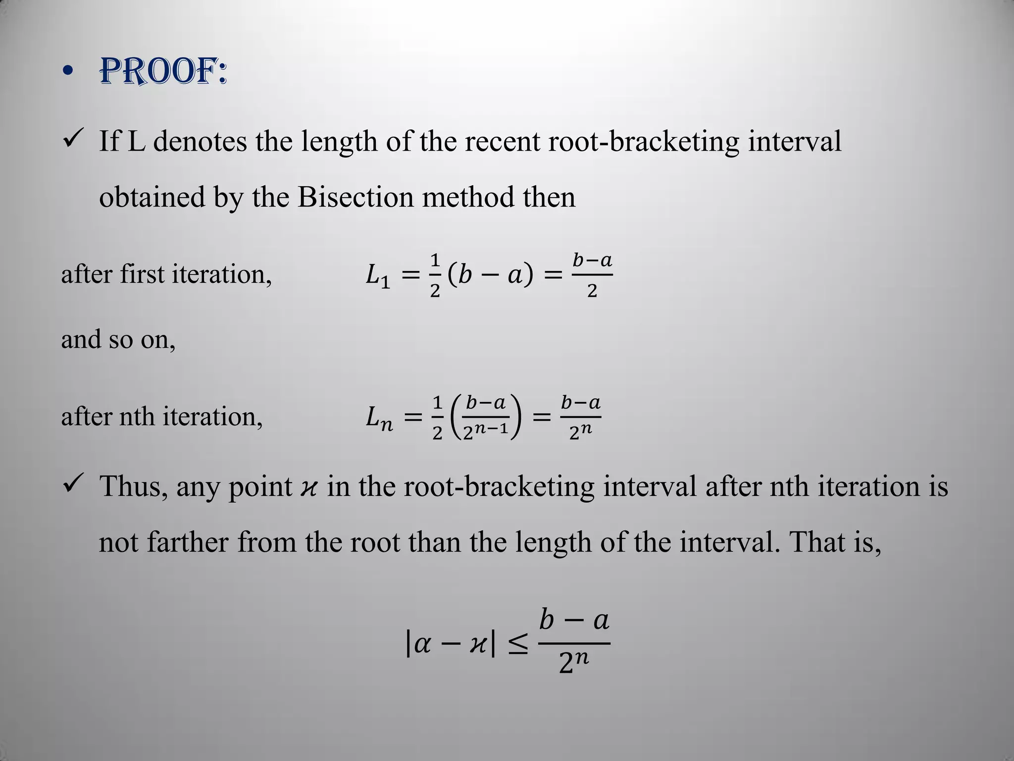 Bisection theorem proof and convergence analysis | PDF
