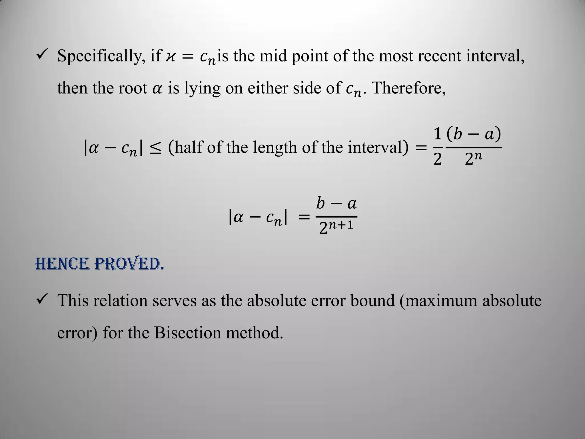 Bisection theorem proof and convergence analysis | PDF