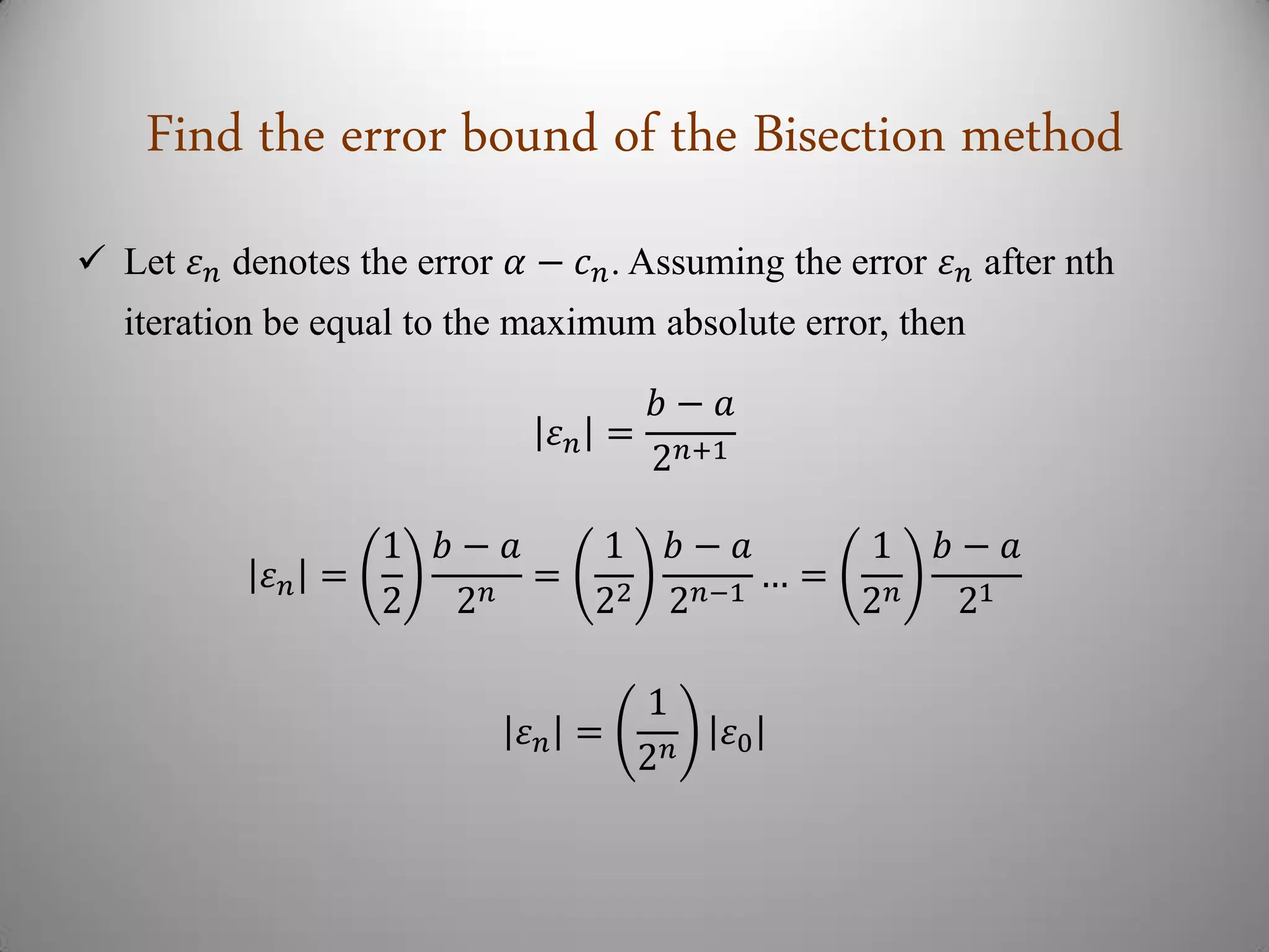 Bisection theorem proof and convergence analysis | PDF