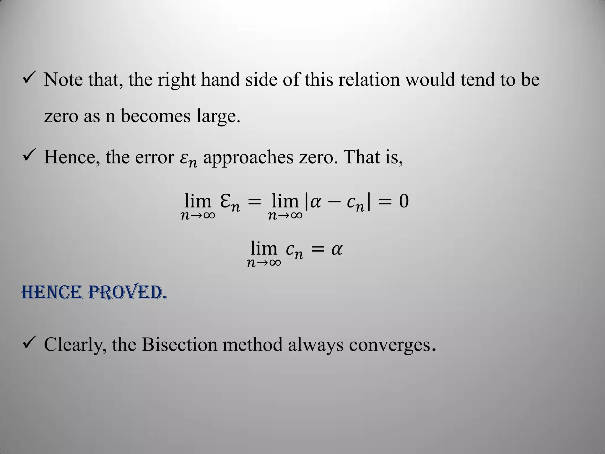 Bisection theorem proof and convergence analysis | PDF
