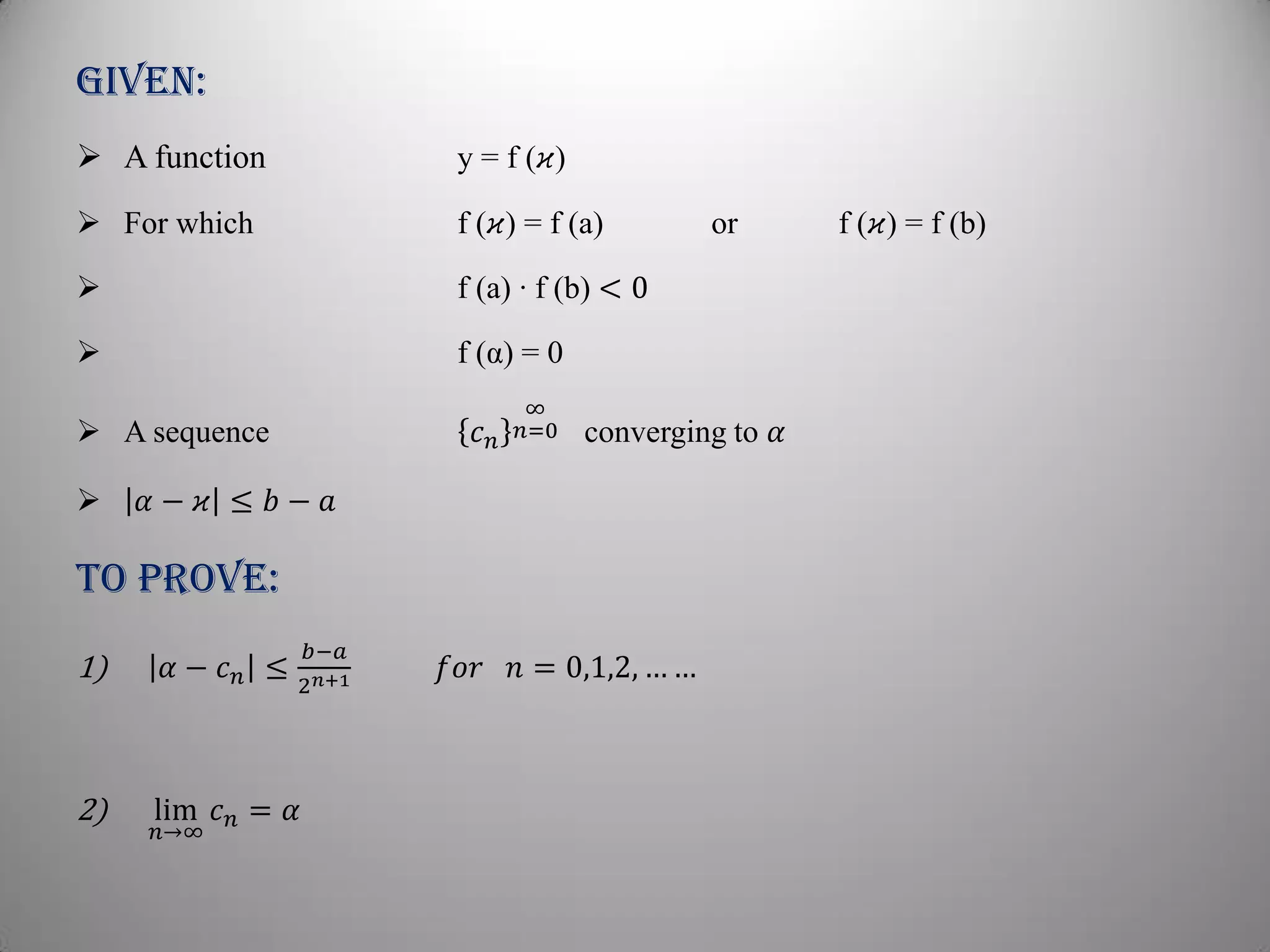 Bisection theorem proof and convergence analysis | PDF