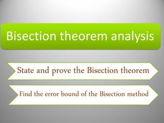 Bisection theorem proof and convergence analysis | PDF