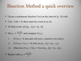Bisection theorem proof and convergence analysis | PPT
