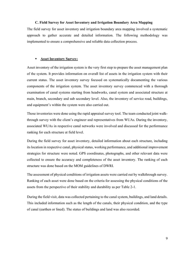 Irrigation Area Boundary Mapping and Asset Inventory Survey of Eastern ...
