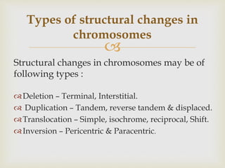 chromosomal disorder structural and numerical | PPTX
