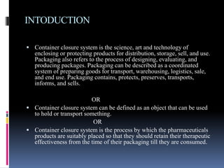 container closure system | PPTX