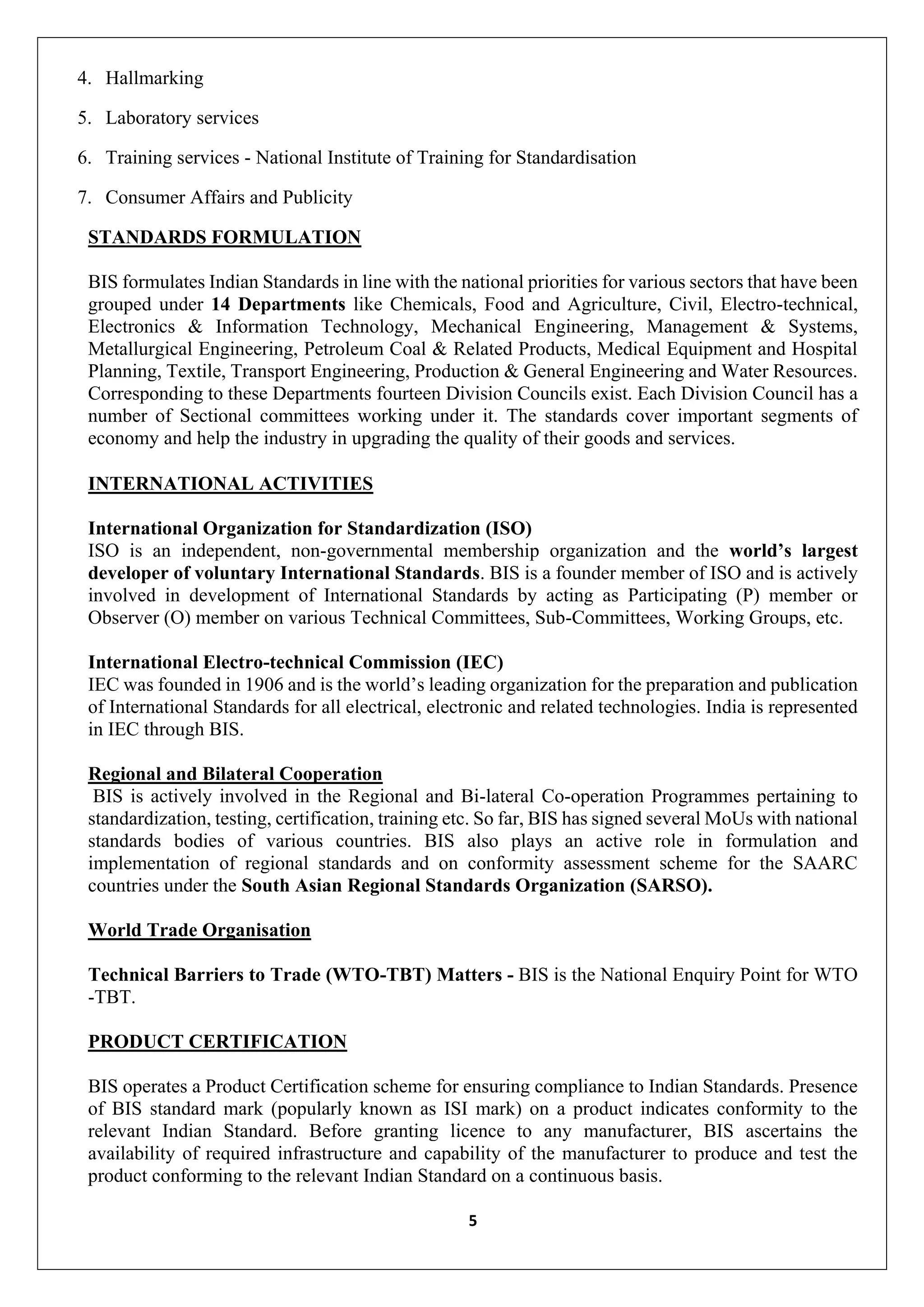 BIS (Bureau of Indian standards ) | PDF