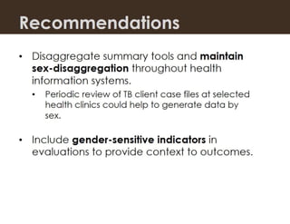 Gender and Tuberculosis Data for Monitoring and Evaluation | PPTX