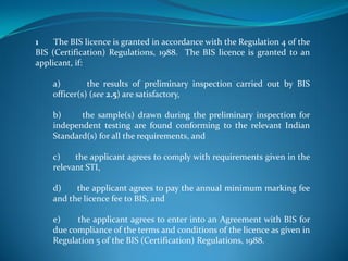 BIS LICENCE UNDER FOREIGN MANUFACTURERS CERTIFICATION SCHEME (FMCS) | PDF