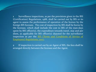 BIS LICENCE UNDER FOREIGN MANUFACTURERS CERTIFICATION SCHEME (FMCS) | PDF