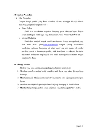 Bisnis plan (darah juang distro) | PDF