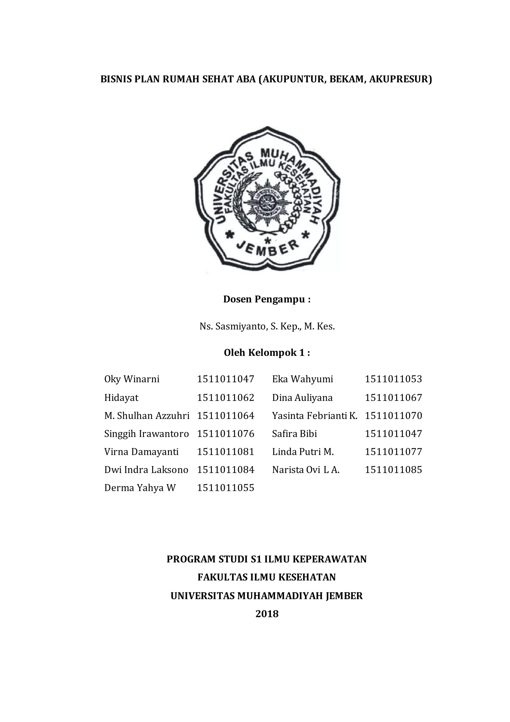 Bisnis plan rumah sehat aba | DOCX