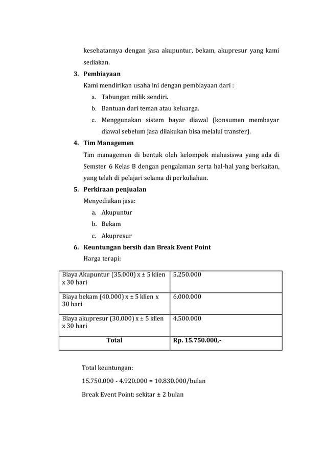 Bisnis plan rumah sehat aba | DOCX
