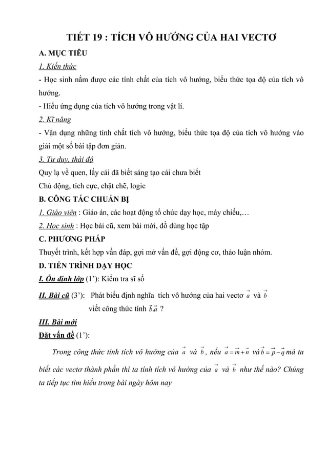 Bài soan tich vo huong cua hai vecto | PDF | Free Download