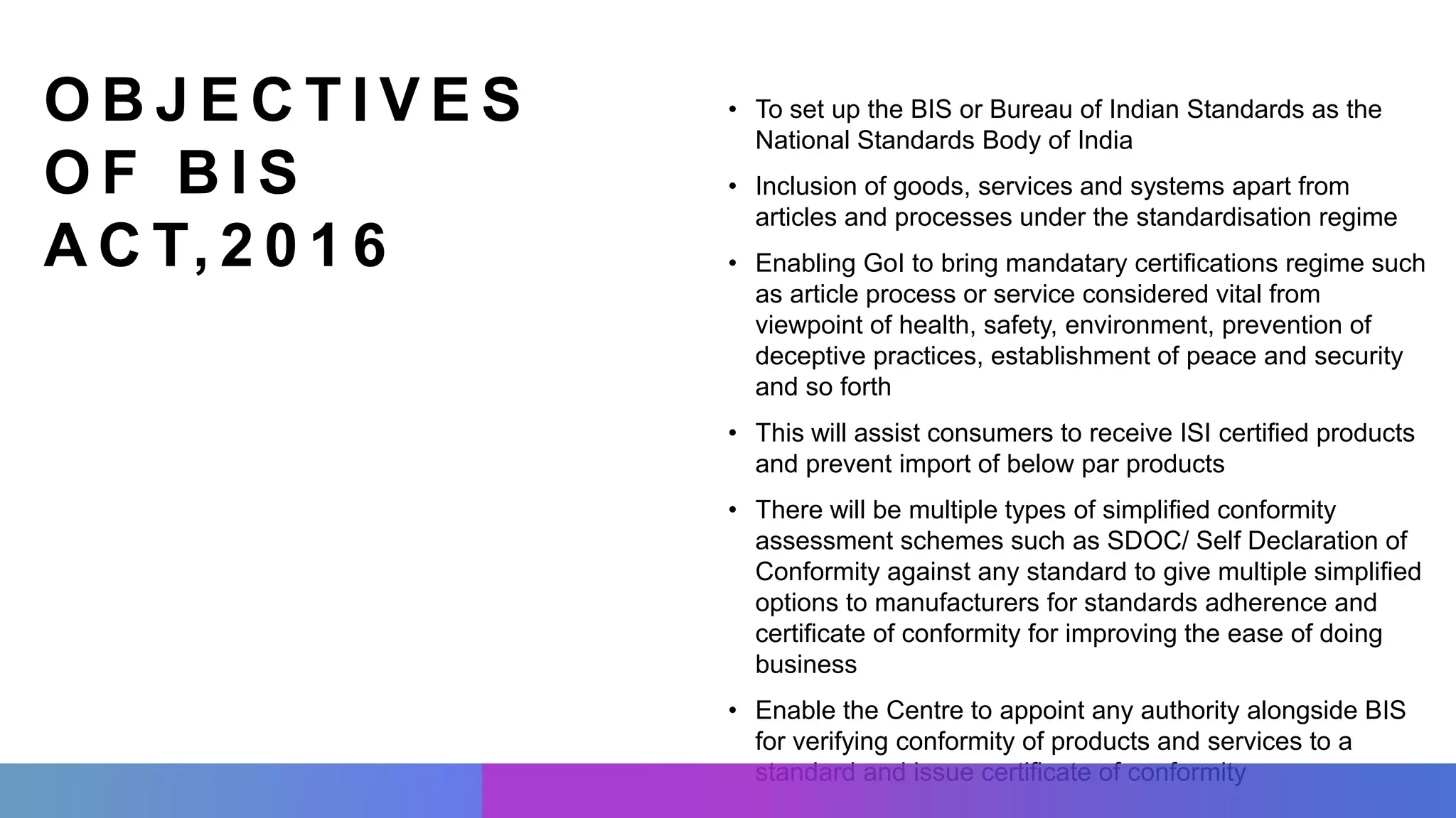 BUREAU OF INDIAN STANDARDS ACT, 2016 | PPTX