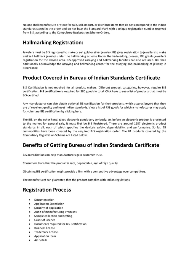 BIS Registration, Process, Documents, Benefits, Timeline, Renewal process | PDF