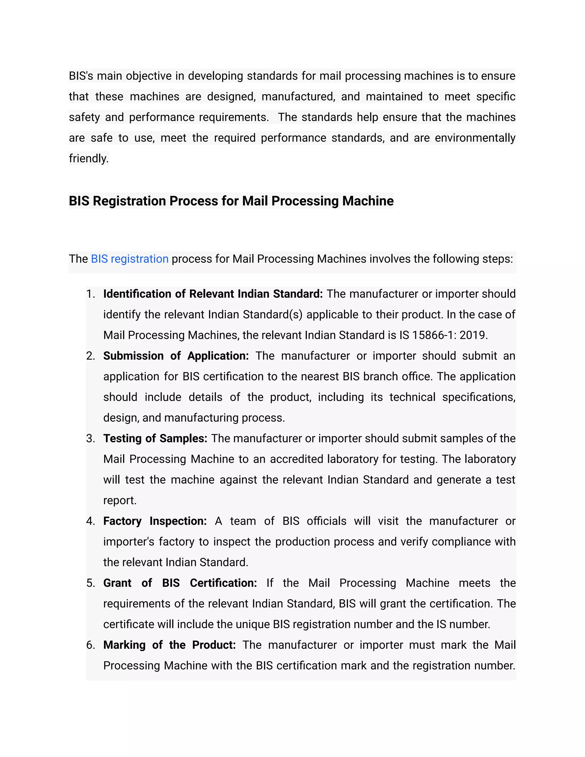 BIS Registration for Mail Processing Machine.pdf