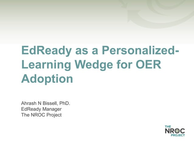 EdReady as a Personalized-Learning Wedge for OER Adoption | PPT