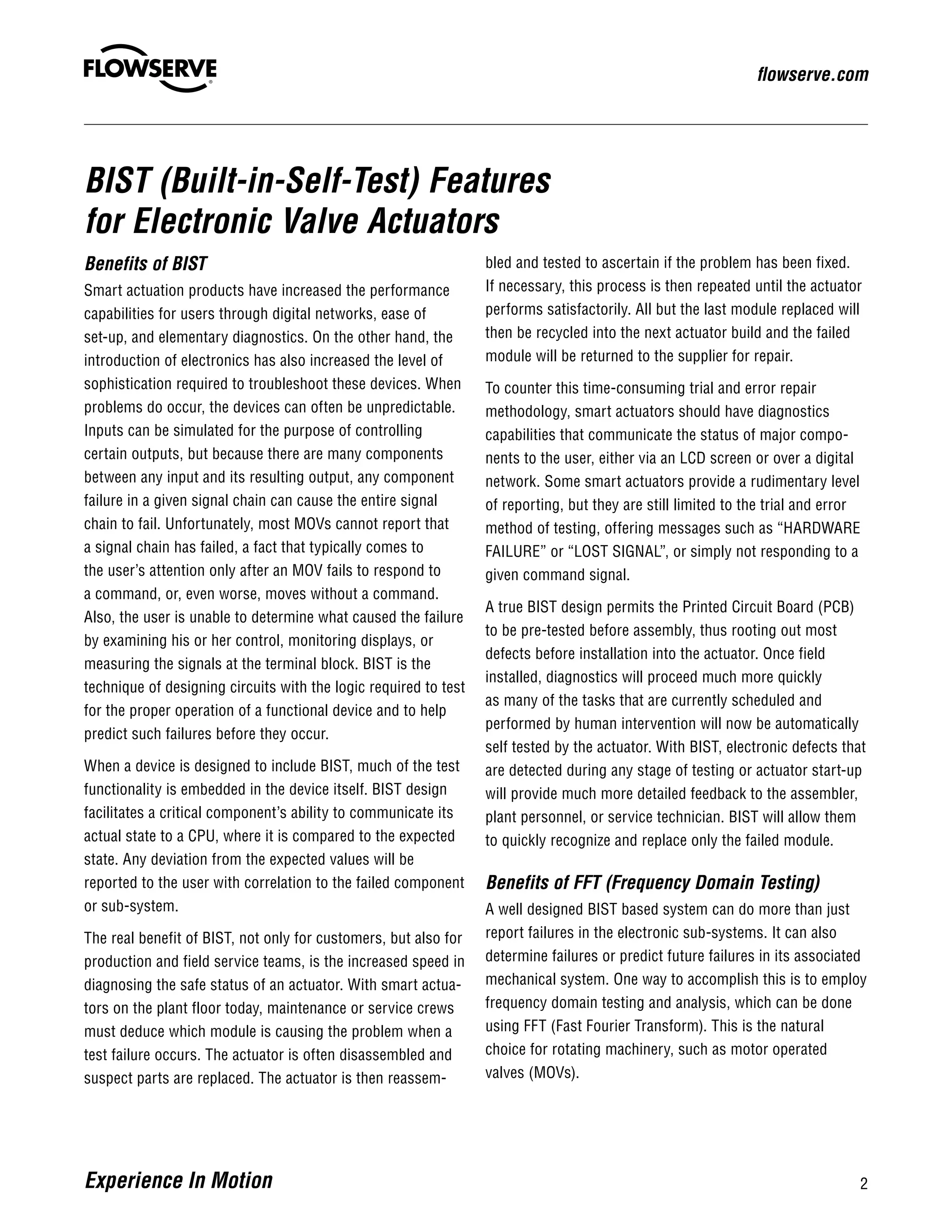 Bist Built In Self Test Features For Electronic Valve Actuators Pdf