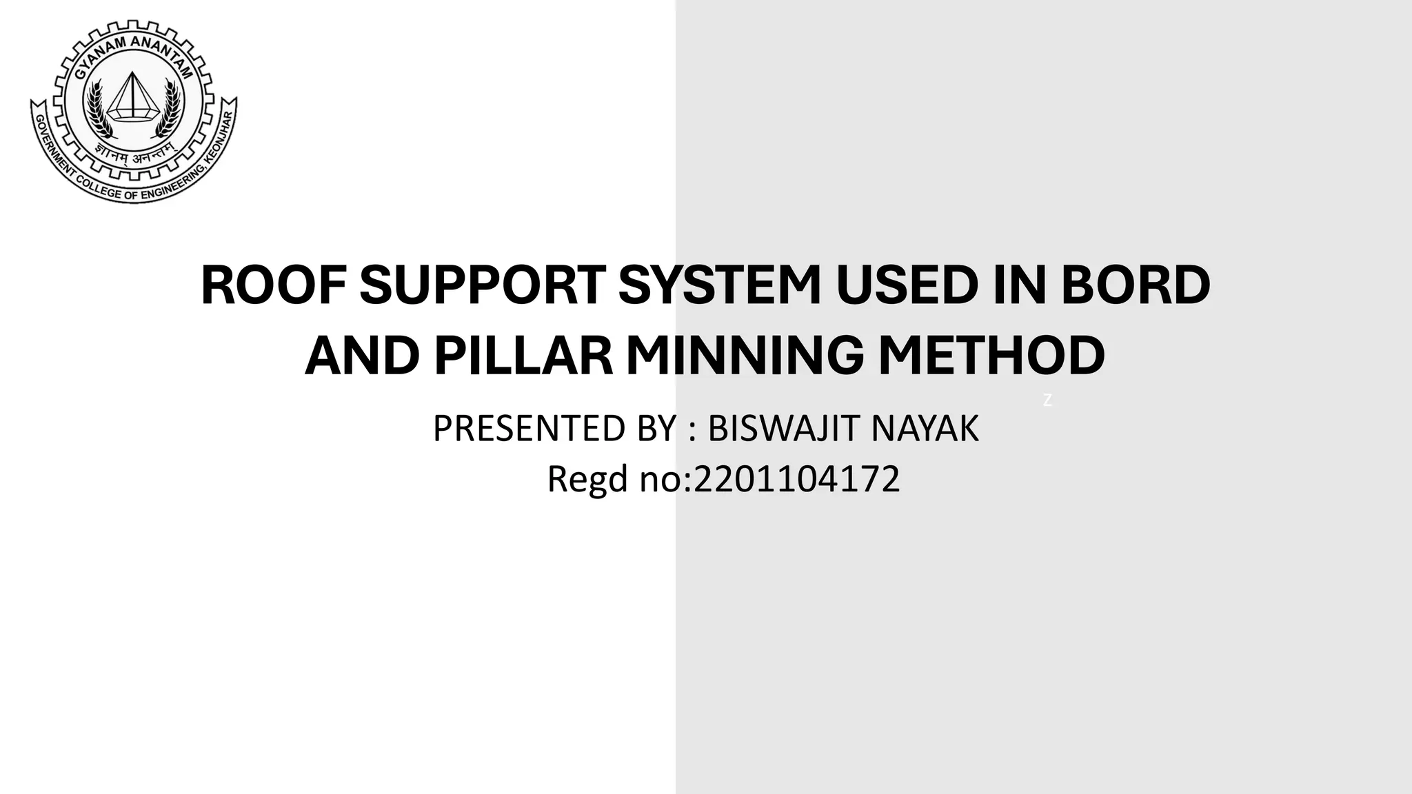 Roof support system used in board and pillar mining method | PDF