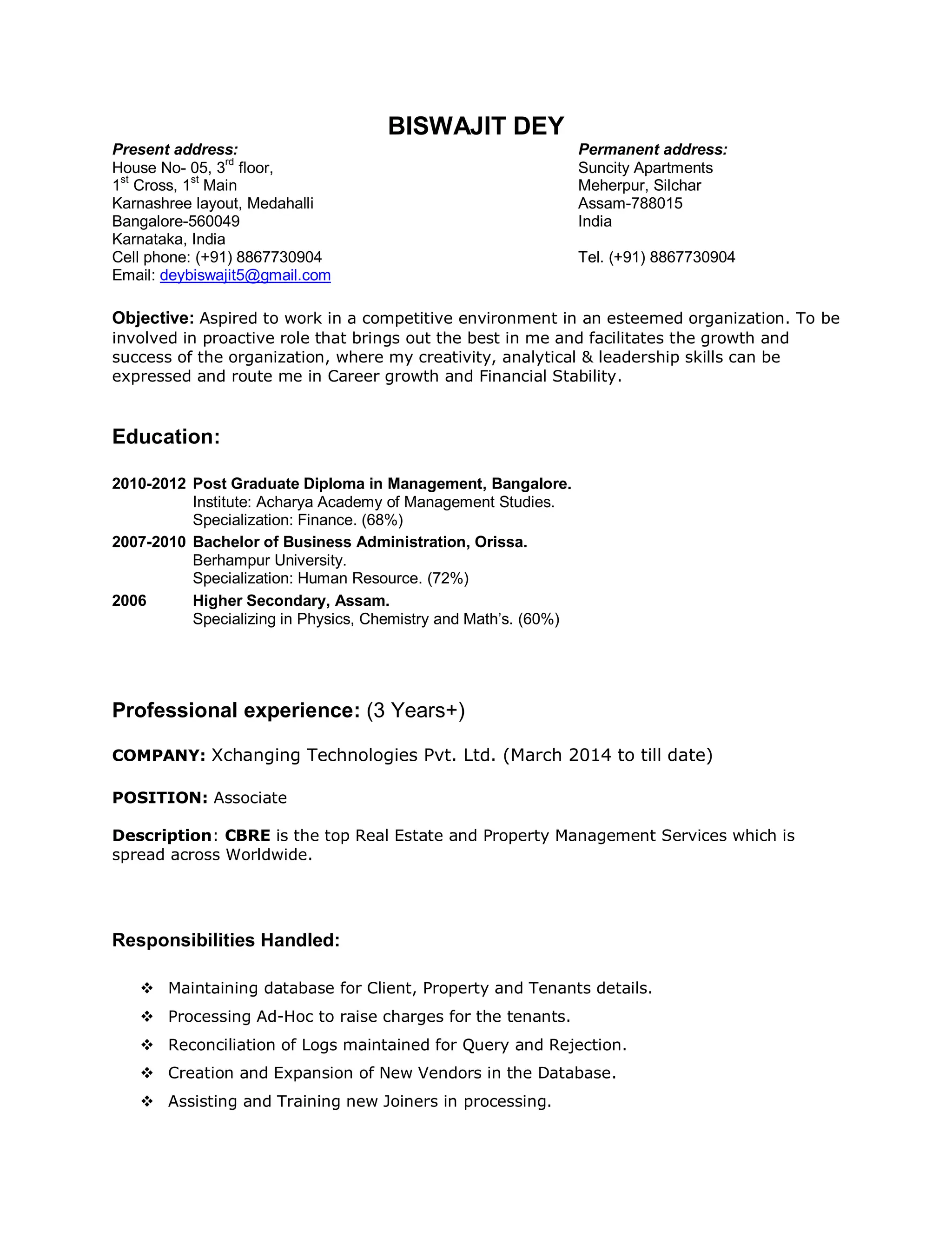 Biswajit dey resume | PDF Biswajit dey resume | PDF