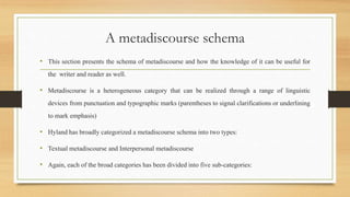 Talking to students: Metadiscourse in Introductory Coursebooks | PPT