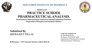Practice School Pharmaceutical Analysis 7th semester (VIIth) B ...