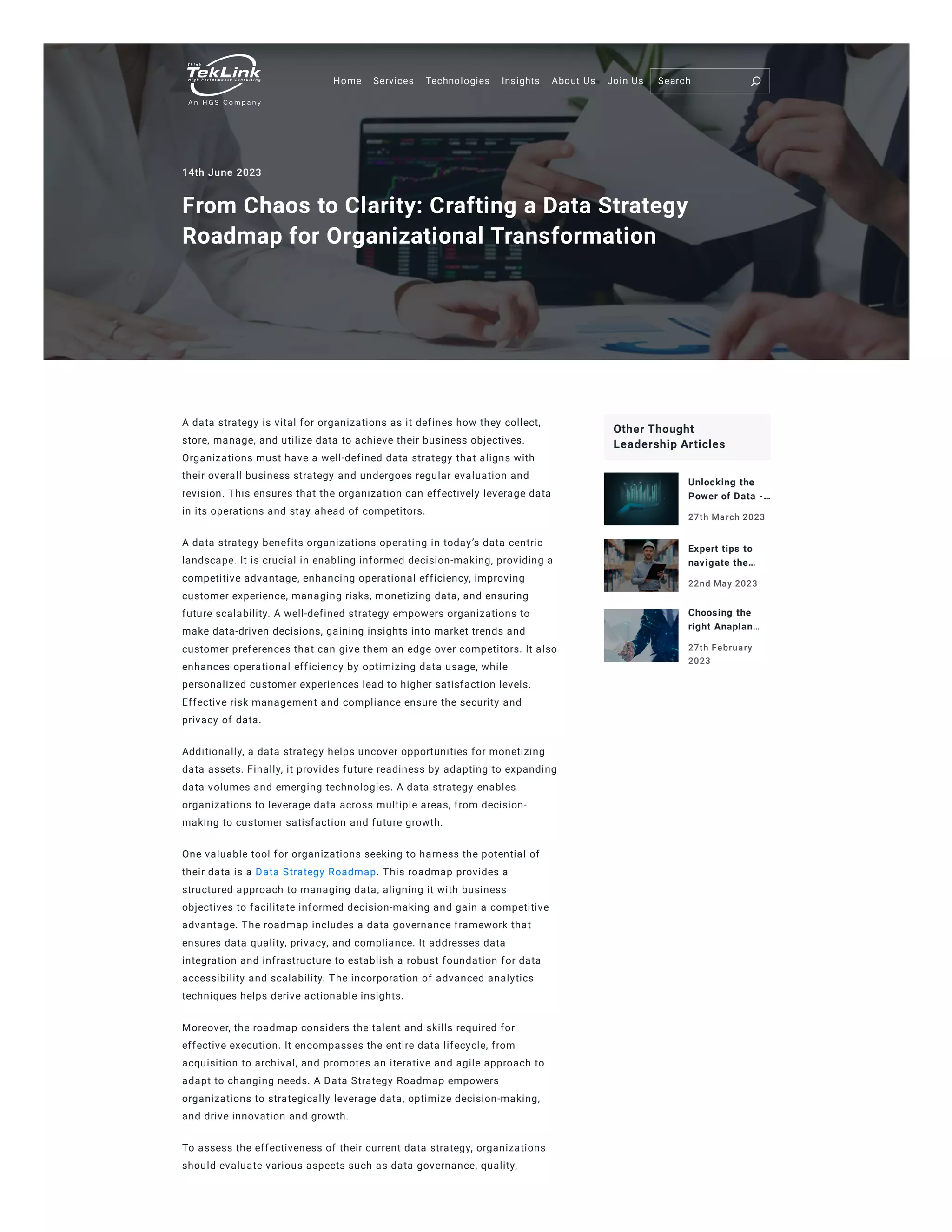 From Chaos to Clarity: Crafting a Data Strategy Roadmap for ...