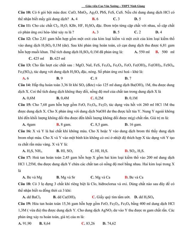 Bài t p halogen - oxi - l-u hu-nh ph-n 3 - 80 câu | PDF