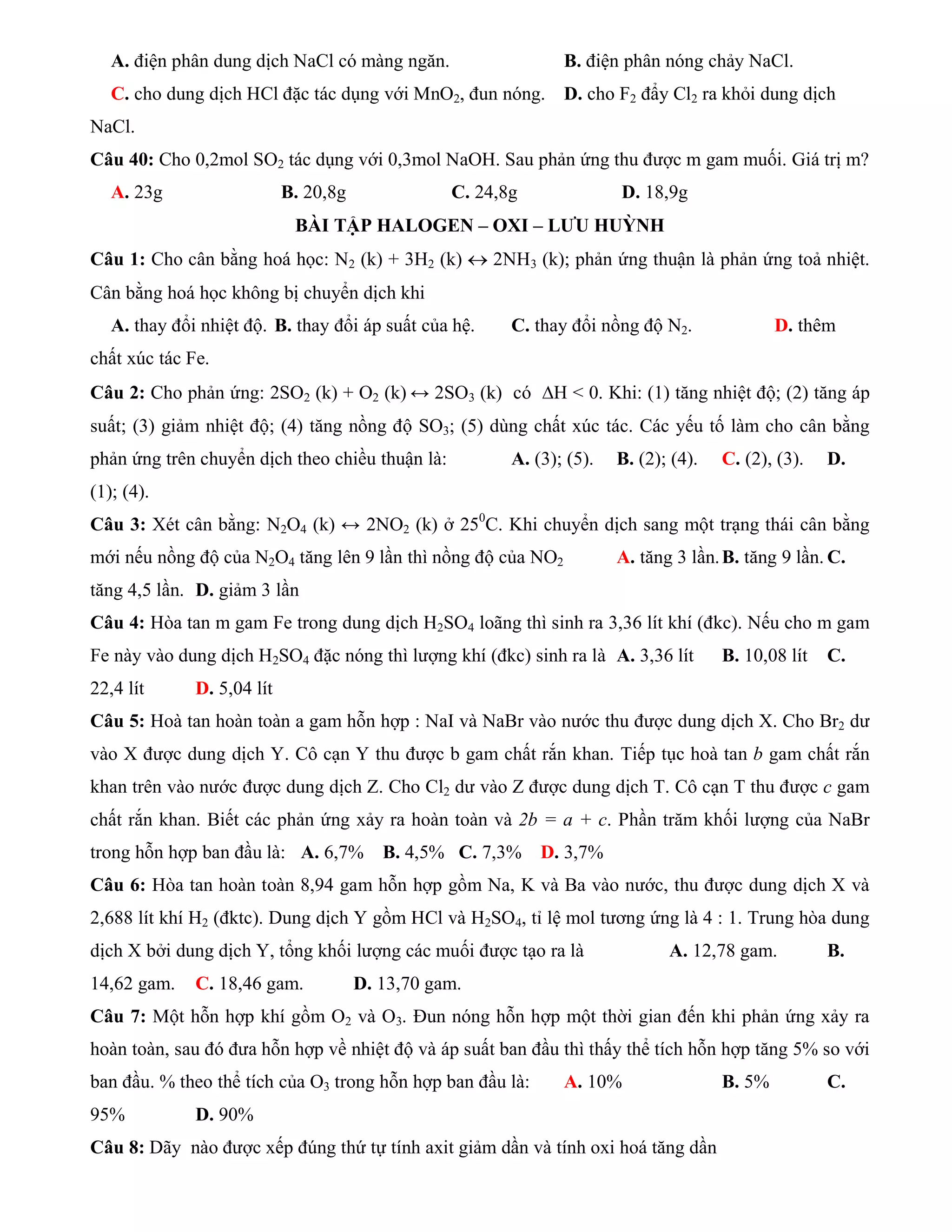 Bài t p halogen - oxi - l-u hu-nh ph-n 3 - 80 câu | PDF